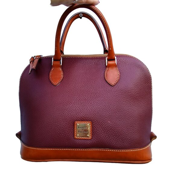 Dooney& Bourke | Bags | Dooney Bourke Eggplant Pebble Leather Zip Zip ...